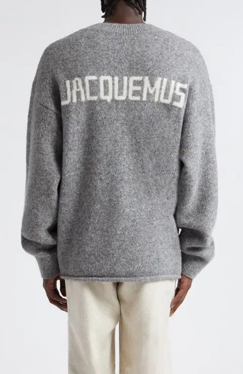 Jacquemus Le Pull Jacquard Logo Alpaca & Merino Wool-blend Sweater - Grey