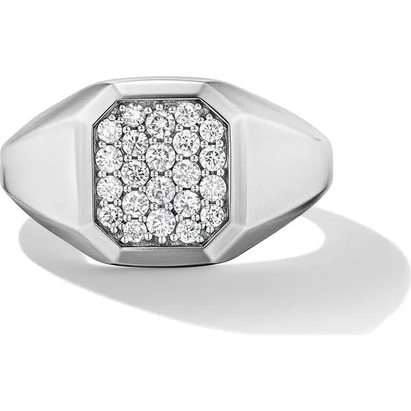 David Yurman Streamline® Signet Ring - Sterling Silver/diamond