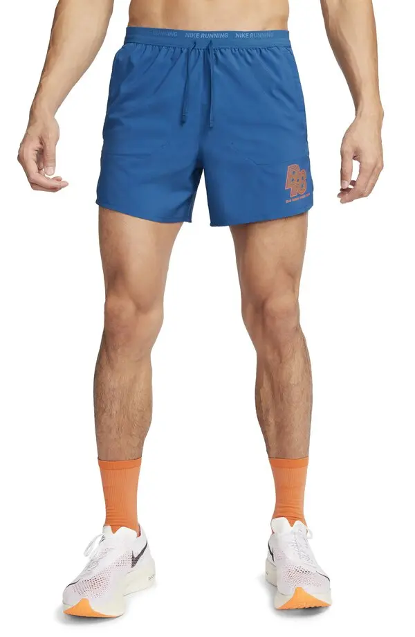 Nike Energy Stride Dri-fit Running Shorts - Court Blue/ Safety Orange