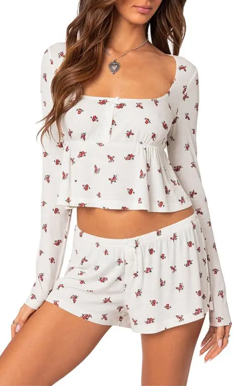 EDIKTED Meliora Rib Crop Top - White