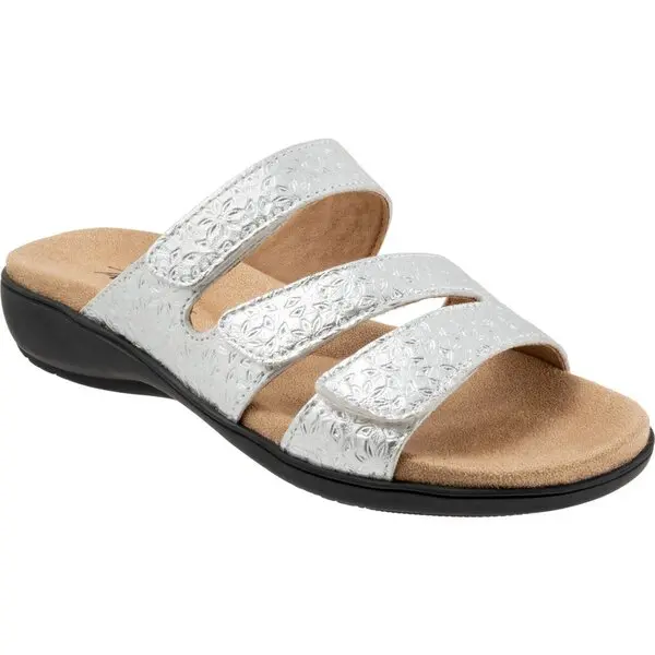 Trotters Leather Slide Sandals - Silver