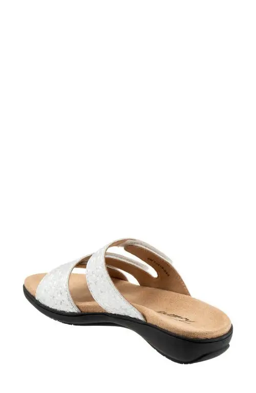 Trotters Leather Slide Sandals - Silver