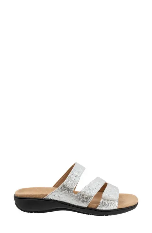 Trotters Leather Slide Sandals - Silver