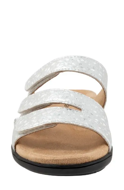 Trotters Leather Slide Sandals - Silver