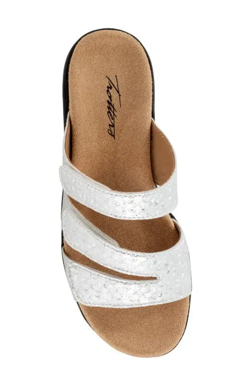 Trotters Leather Slide Sandals - Silver