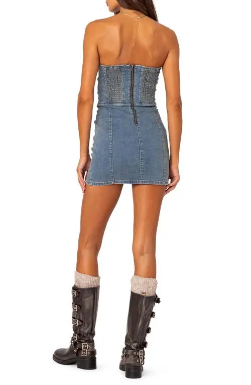 EDIKTED Alissa Strapless Denim Minidress