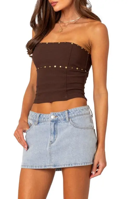 EDIKTED Darcy Stud Lace Up Crop Corset Top