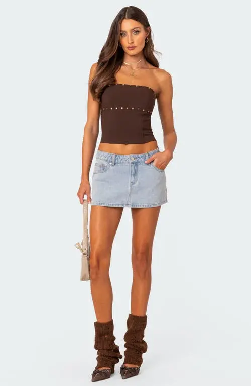EDIKTED Darcy Stud Lace Up Crop Corset Top