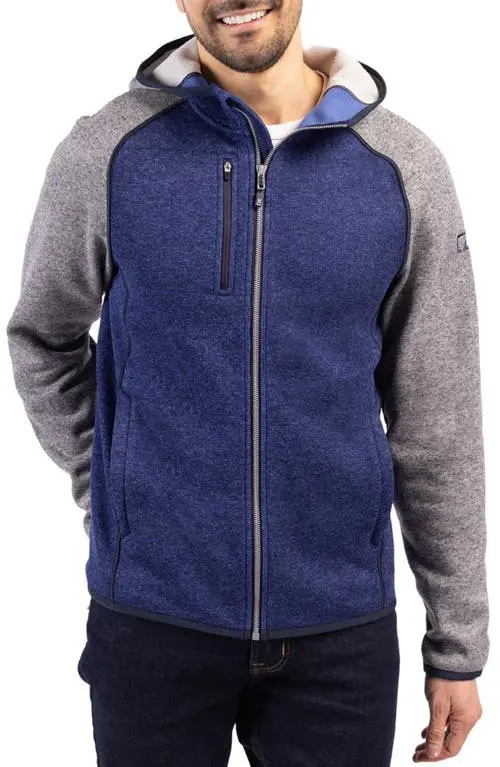 Cutter & Buck Mainsail Full Zip Hooded Jacket - Tour Blue/polished Heather