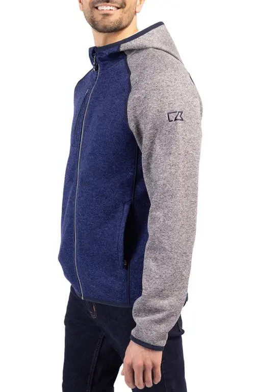 Cutter & Buck Mainsail Full Zip Hooded Jacket - Tour Blue/polished Heather