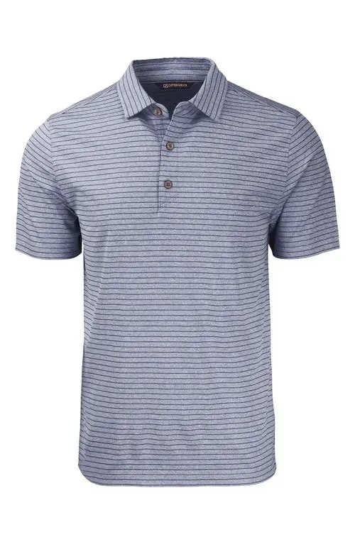 Cutter & Buck Forge Heather Stripe Recycled Blend Polo - Navy Blue Heather