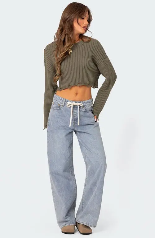 EDIKTED Oversized Ribbed Crop Sweater