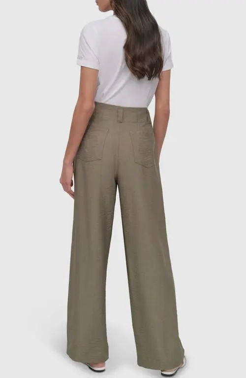 Dkny Crinkle Wide Leg Pants - Utility Green