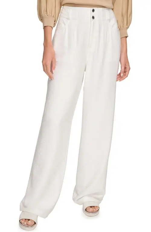 Dkny Crinkle Wide Leg Pants - White