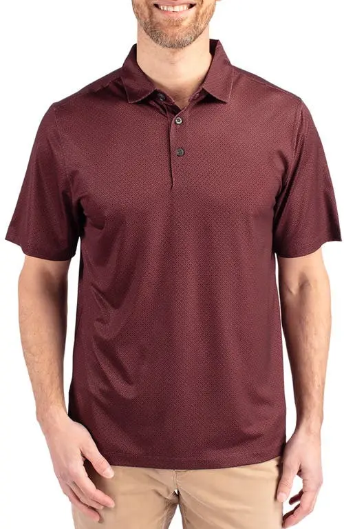 Cutter & Buck Geo Pattern Performance Recycled Polyester Blend Polo - Bordeaux