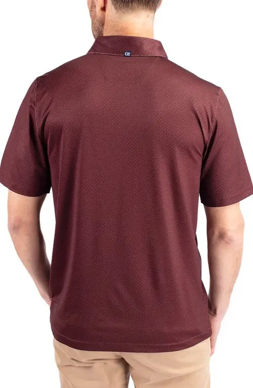 Cutter & Buck Geo Pattern Performance Recycled Polyester Blend Polo - Bordeaux