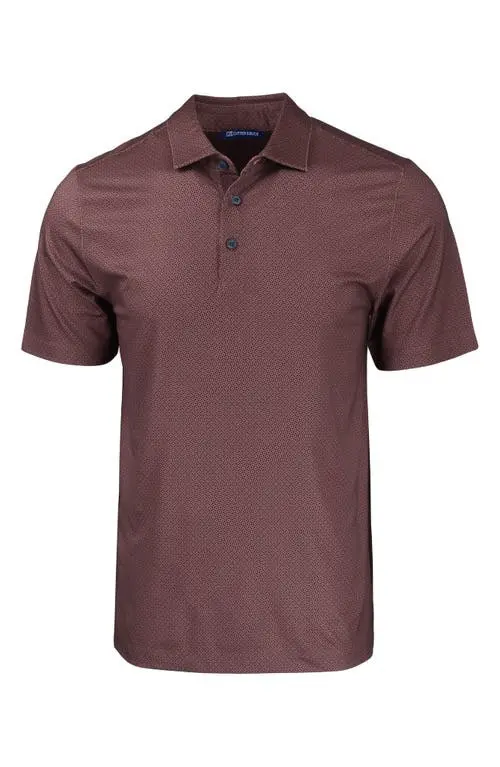 Cutter & Buck Geo Pattern Performance Recycled Polyester Blend Polo - Bordeaux