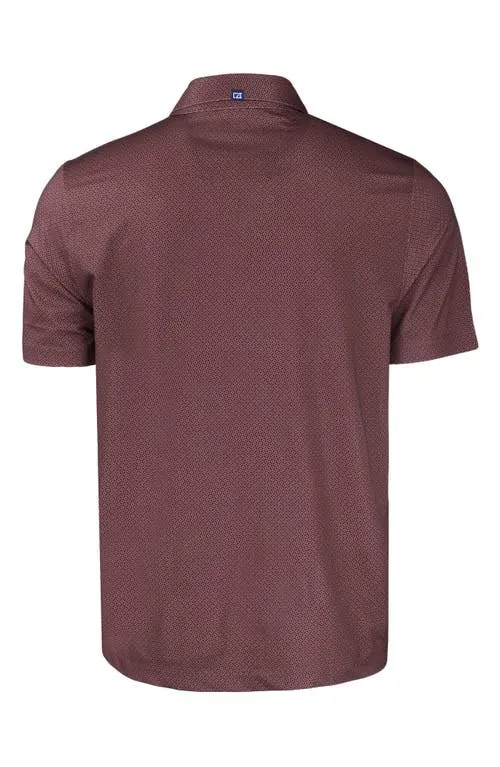Cutter & Buck Geo Pattern Performance Recycled Polyester Blend Polo - Bordeaux