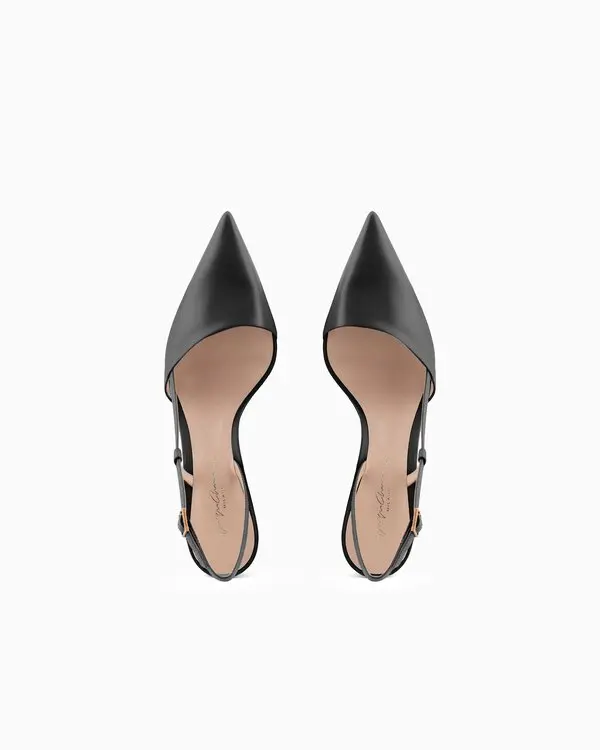 Giorgio Armani Leather Slingbacks - Black