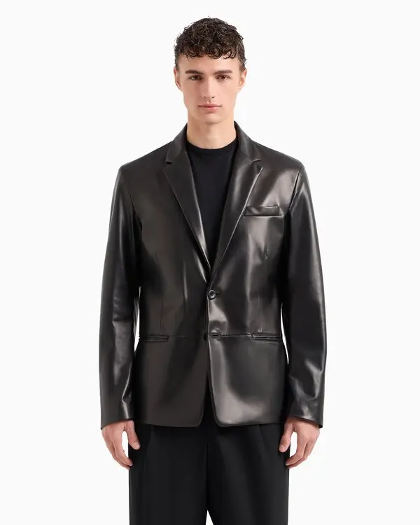 Giorgio Armani Single-breasted, Nappa-leather Jacket