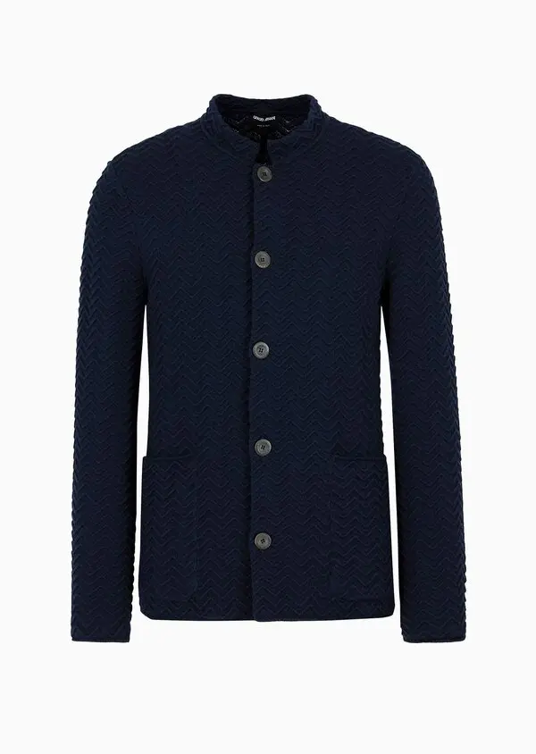 Giorgio Armani Single-breasted Chevron Ottoman Wool Jacket