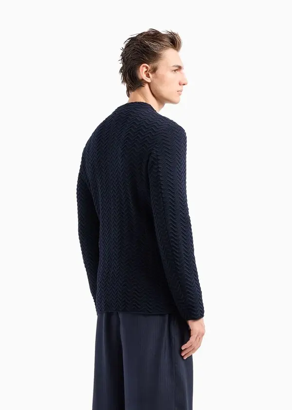 Giorgio Armani Single-breasted Chevron Ottoman Wool Jacket
