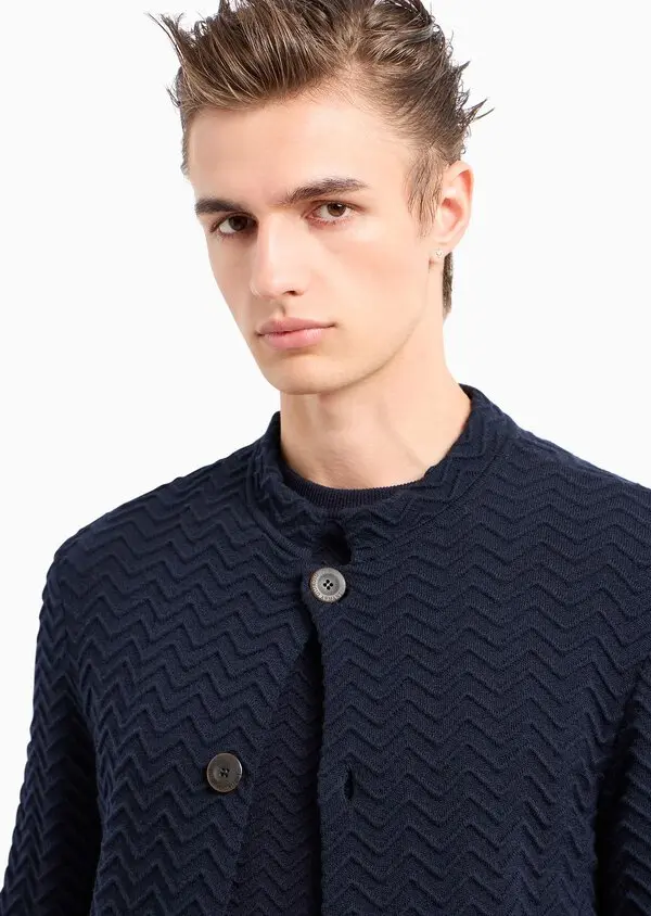 Giorgio Armani Single-breasted Chevron Ottoman Wool Jacket