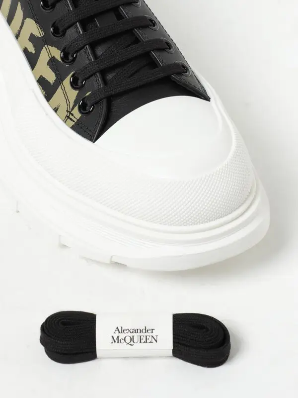 Alexander McQueen Tread Slick Graffiti Nappa Leather Sneakers - Black