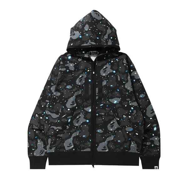A BATHING APE Relaxed Space Camo Full Zip Hoodie - Black
