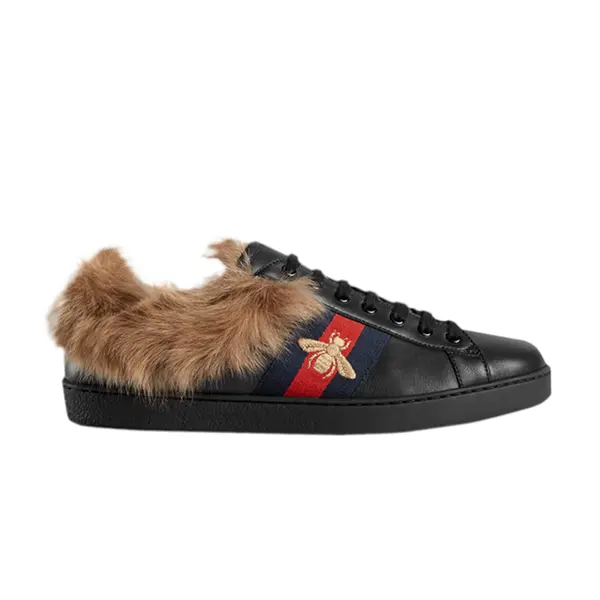 Gucci Ace Wool Embroidered Bee Sneakers - Black