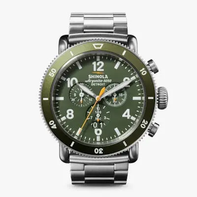 Shinola Runwell Sport Chronograph 48mm Watch - Olive