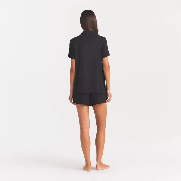 SKIMS Sleep Short Sleeve Button Up Set | Grey - Onyx