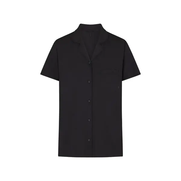 SKIMS Sleep Short Sleeve Button Up Set | Grey - Onyx