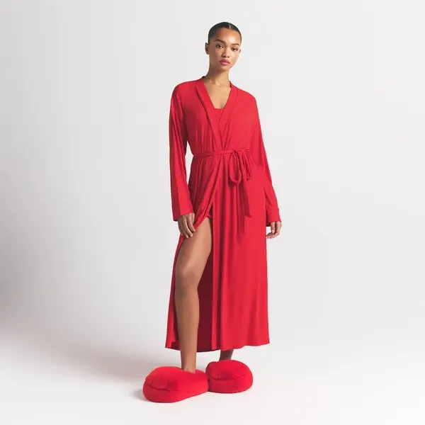 SKIMS Long Robe | Red | | Soft Lounge - Cherry