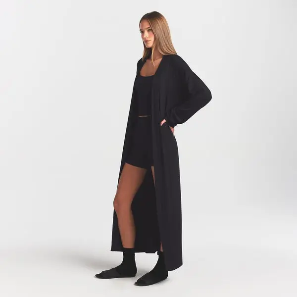 SKIMS Long Robe | Black | | Soft Lounge - Onyx