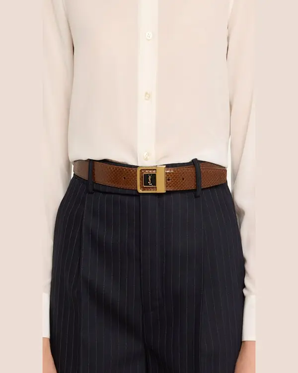 Saint Laurent Python Belt With Brass Hardware