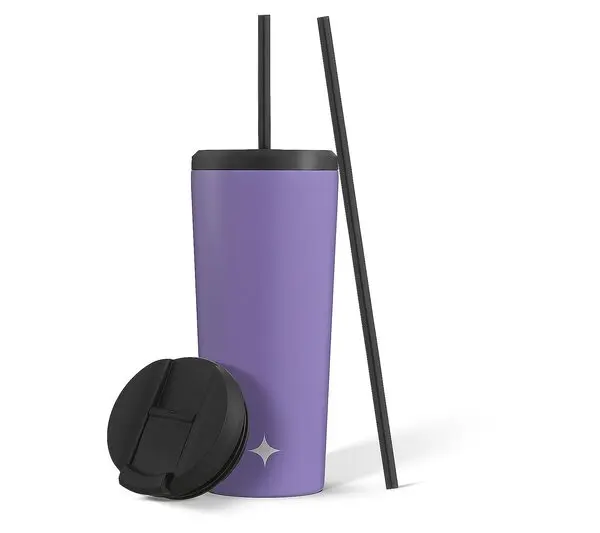 JOYJOLT Vacuum Insulated Tumbler With Flip Lid Nd Straw - One-color