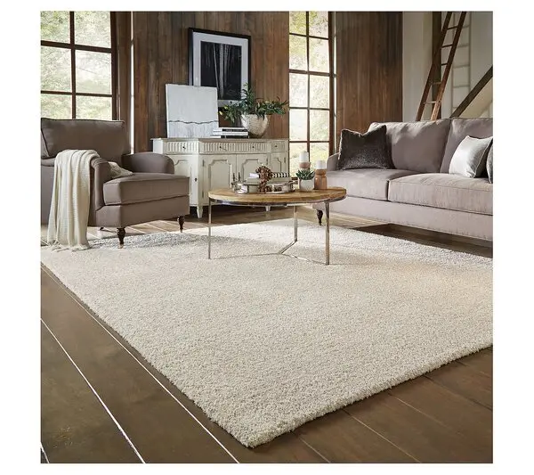 ORIENTAL WEAVERS Linden Place Ivory Casual Solid Shag 5'x7' Rug - One-color
