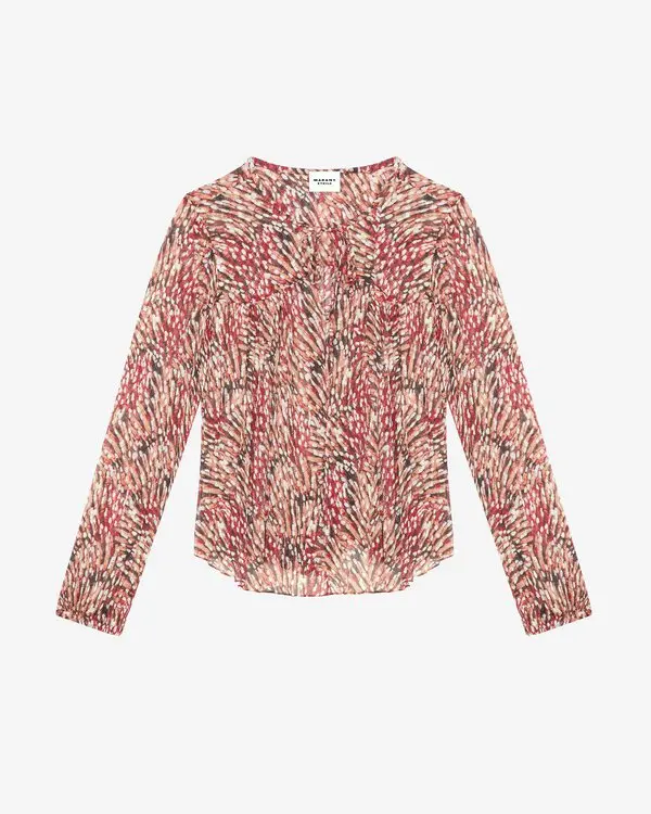 ETOILE Printed Chiffon Blouse With Lace-up Collar