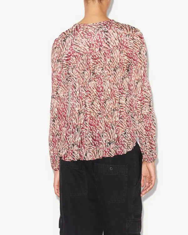 ETOILE Printed Chiffon Blouse With Lace-up Collar