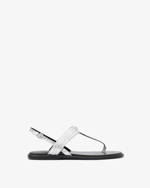 Isabel Marant Étoile Nya Flat Leather Sandals - Silver