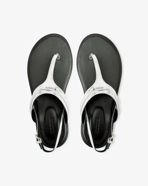 Isabel Marant Étoile Nya Flat Leather Sandals - Silver