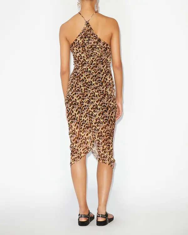 MARANT ETOILE Valdi Printed Halterneck Dress - Ochre
