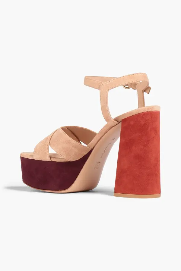 GIANVITO ROSSI Colorblock Suede Platform Sandals