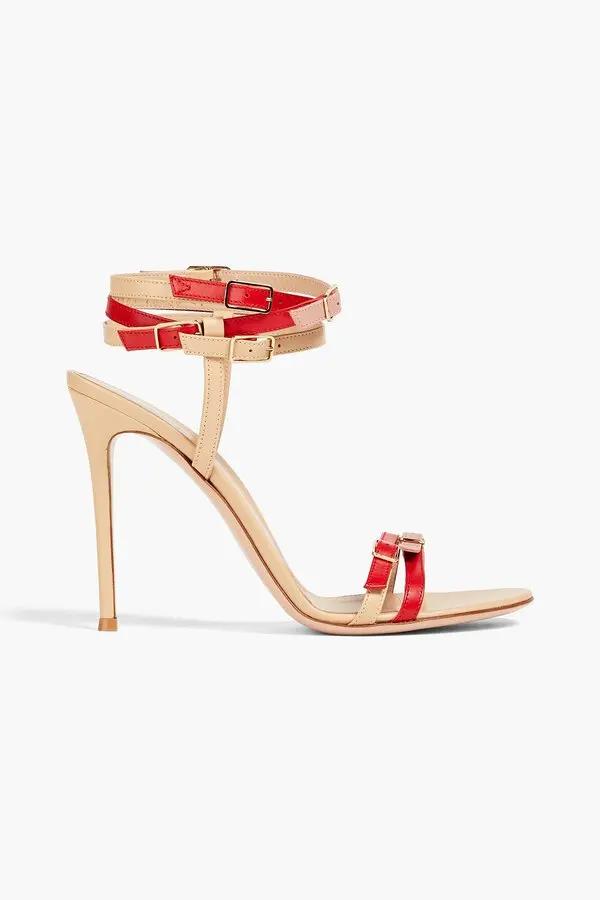 GIANVITO ROSSI Colorblock Leather Sandals - Red