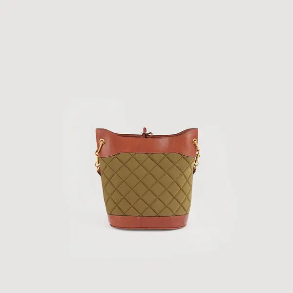 Sandro Leather And Quilted Fabric Bucket Bag