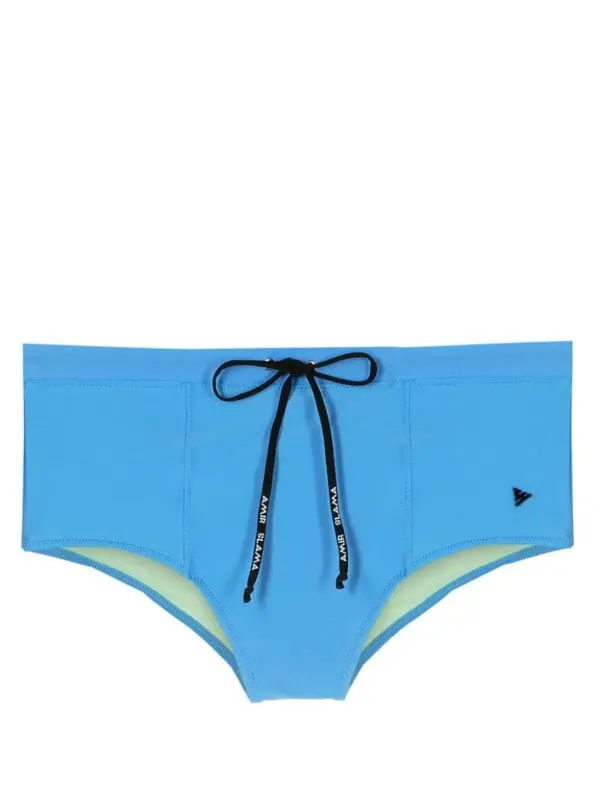AMIR SLAMA Logo-plaque Drawstring Swimming Trunks - Blue