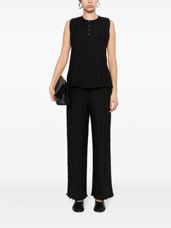 LANVIN Plissé Wide-leg Trousers - Black