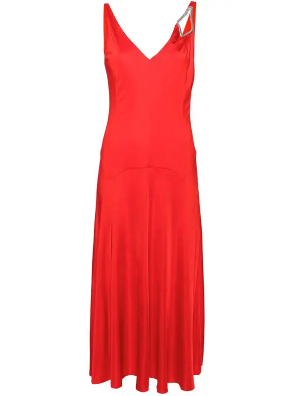 LANVIN Appliqué-detail Midi Dress - Red