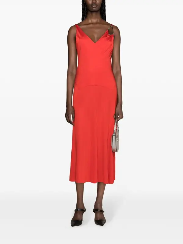 LANVIN Appliqué-detail Midi Dress - Red